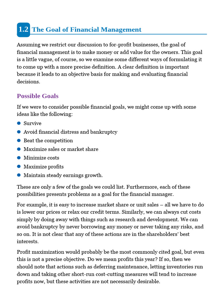 1.2-The Goal of Financial Management-CorpFin4thEd | PDF | Profit ...