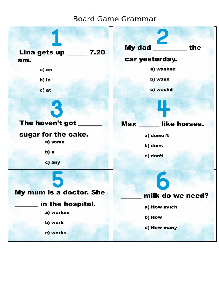 Board Game Grammar | PDF