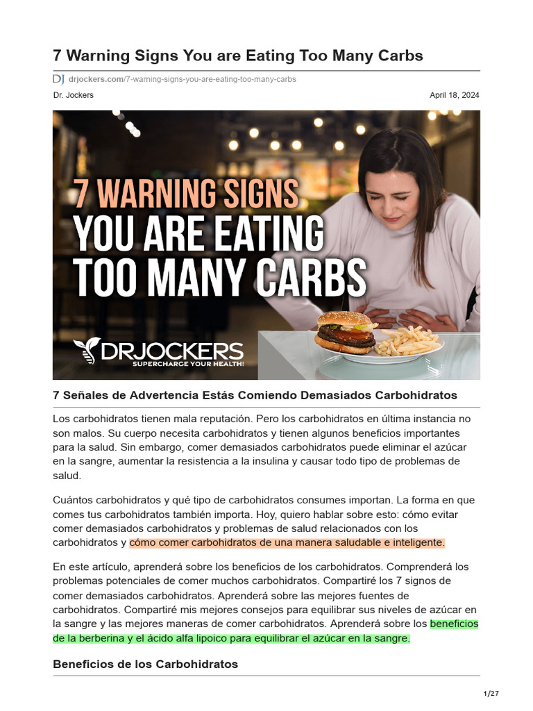 7 Warning Signs You Are Eating Too Many Carbs | PDF | Alimentos ...