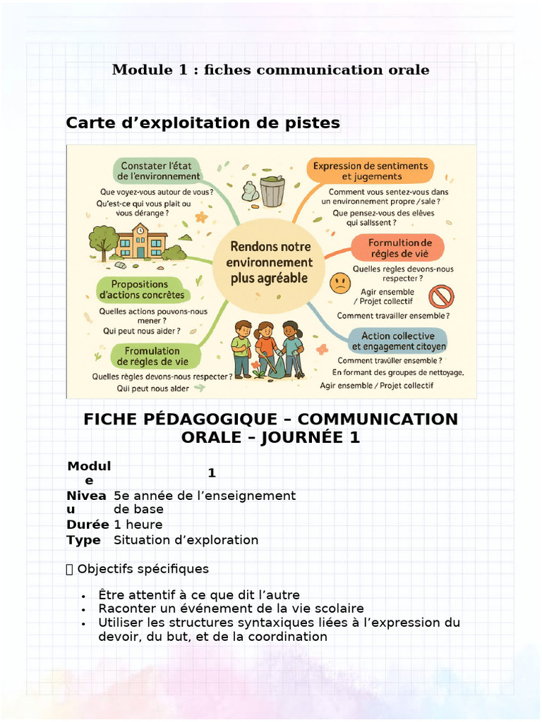 Fiche Pédagogique : Communication Orale 5e | PDF