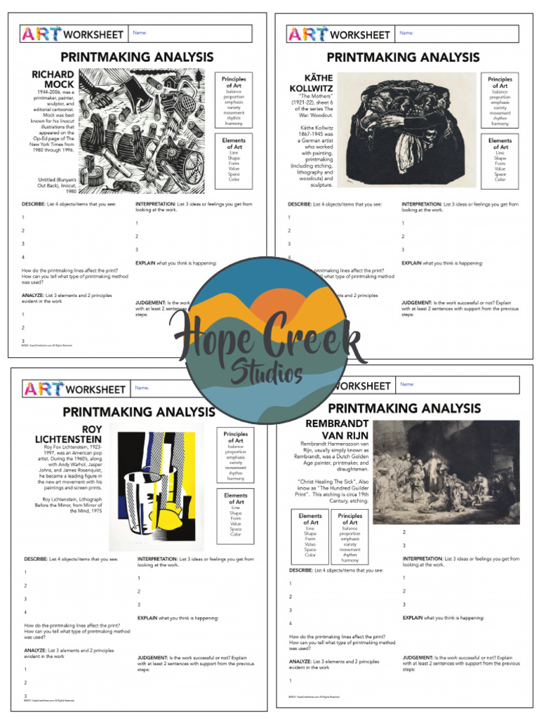 Printmaking Analysis Worksheet | PDF | Printmaking | Rembrandt