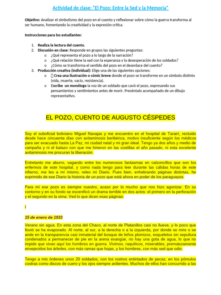 El simbolismo del pozo en Céspedes | PDF | Agua