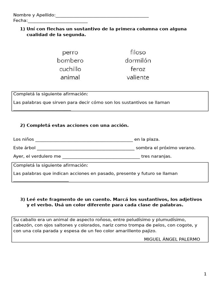 Eva Luac I On Clase de Palabras | PDF | Verbo | Sustantivo