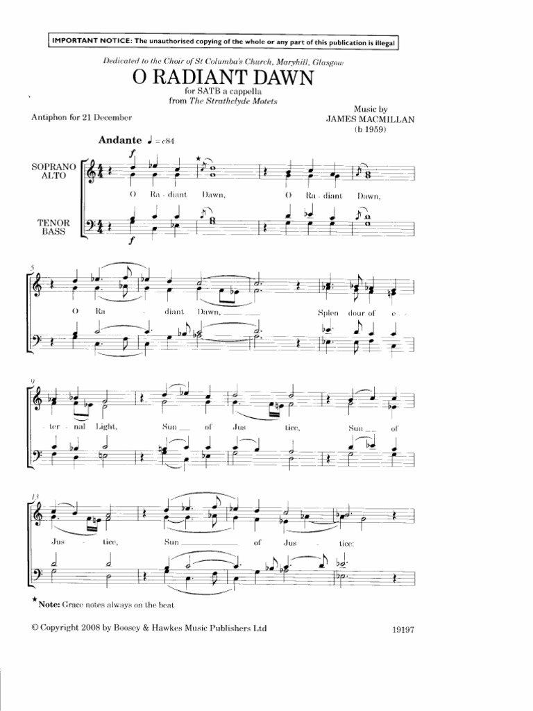 O Radiant Dawn Sheet Music for SATB | PDF | Choral Music | Vocal Music