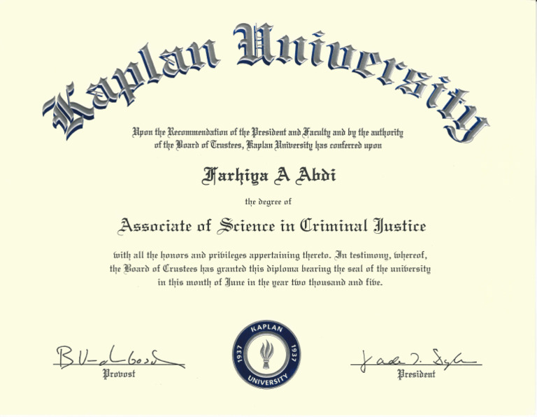 Kaplan University Degree Cert | PDF