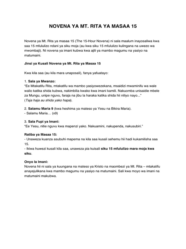 Novena MT Rita Masaa 15 PDF | PDF