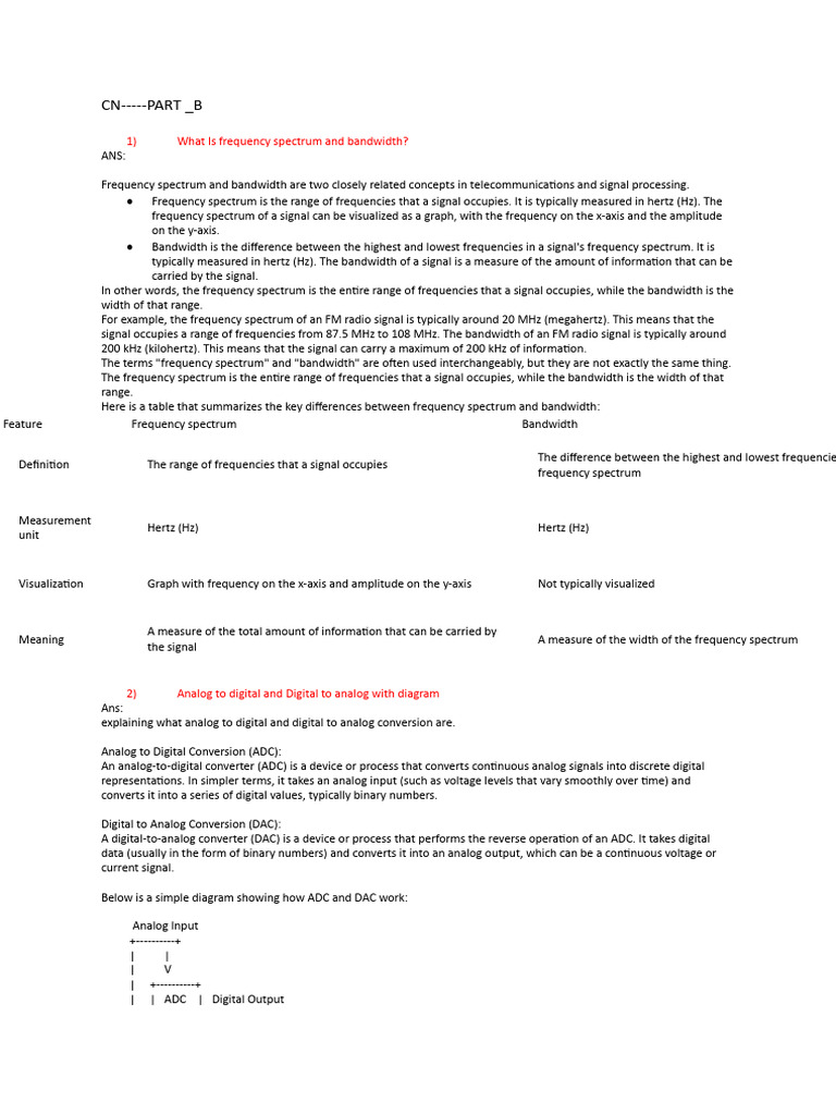 Frequency Spectrum, Bandwidth, and Conversion | PDF | Analog To Digital ...