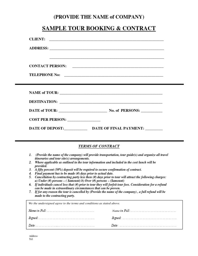Sample Tour Contract | PDF | Government | Business