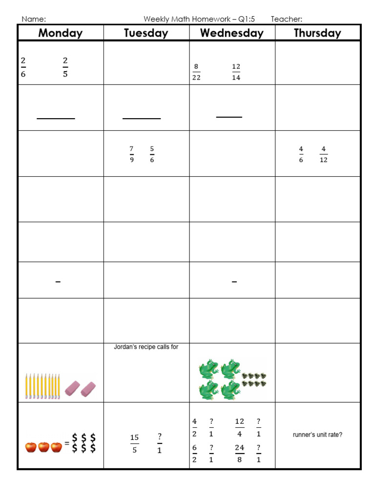 5 Math HW q1 Understanding Unit Rate | PDF | Elementary Mathematics ...