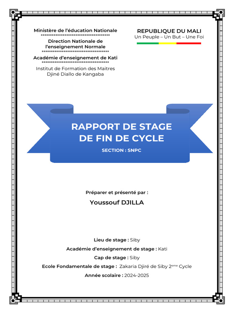 Rapport de stage à l'école de Siby | PDF | Pédagogie