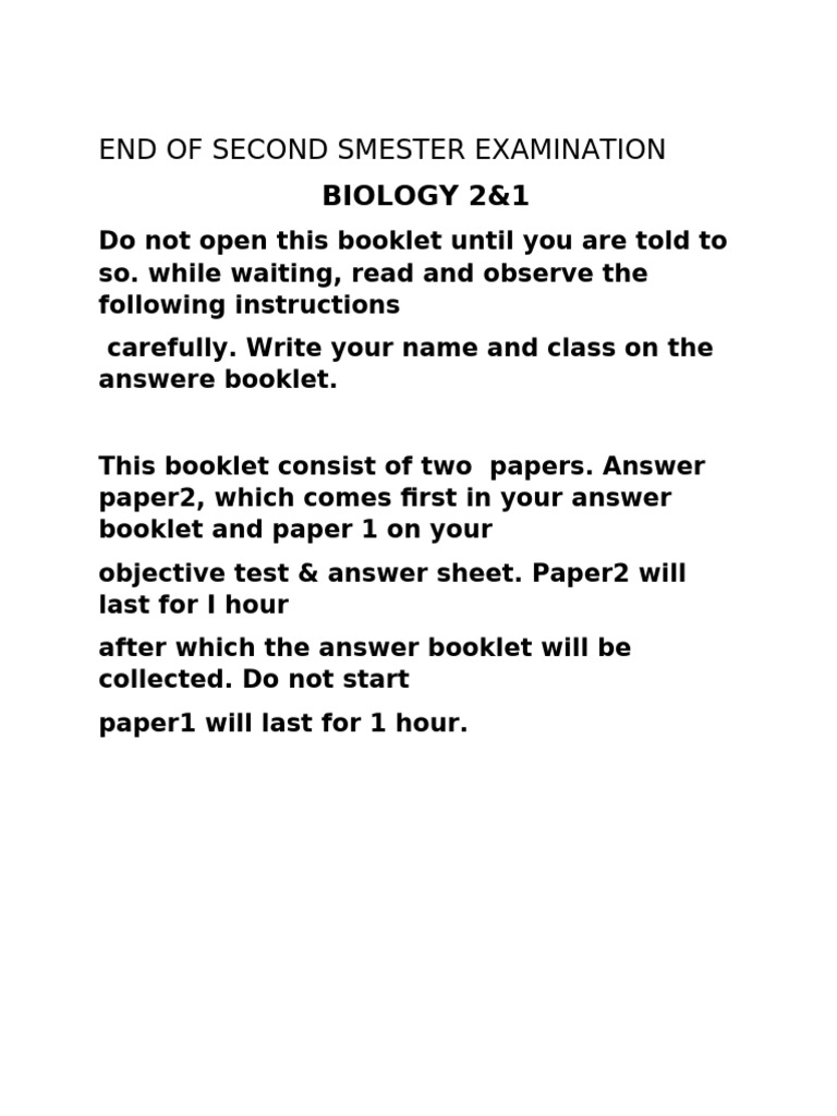 End of Second Smester Examination | PDF | Biology | Ecology