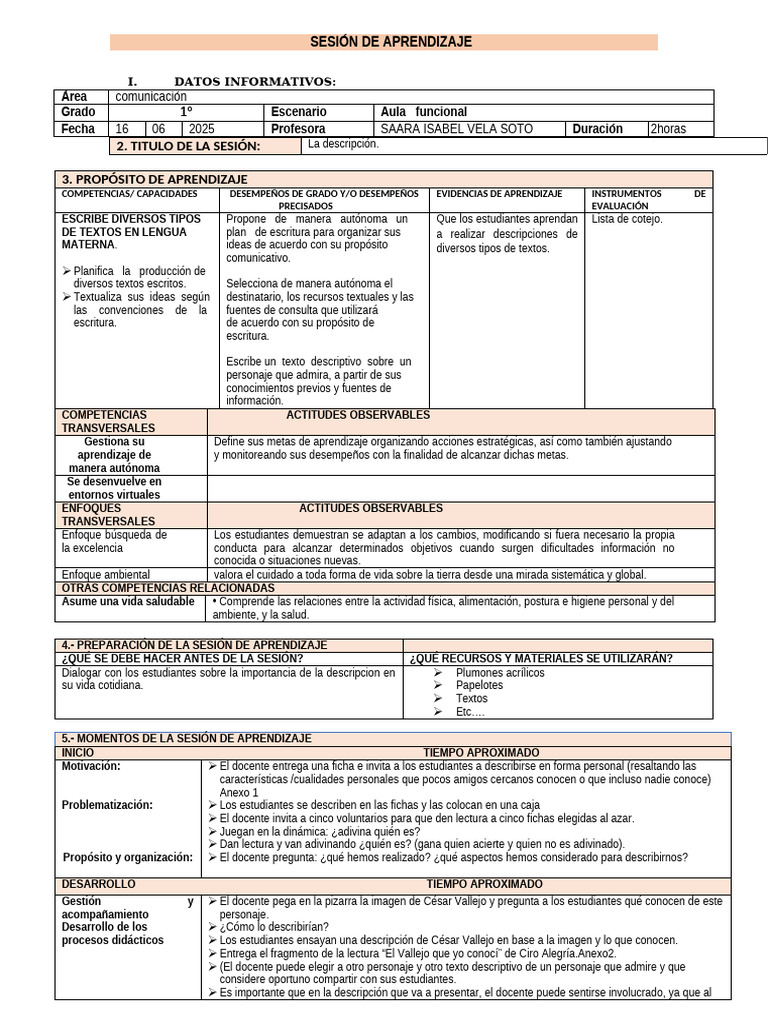 SESIÓN DE APRENDIZAJE N°07 | PDF | Aprendizaje | Evaluación