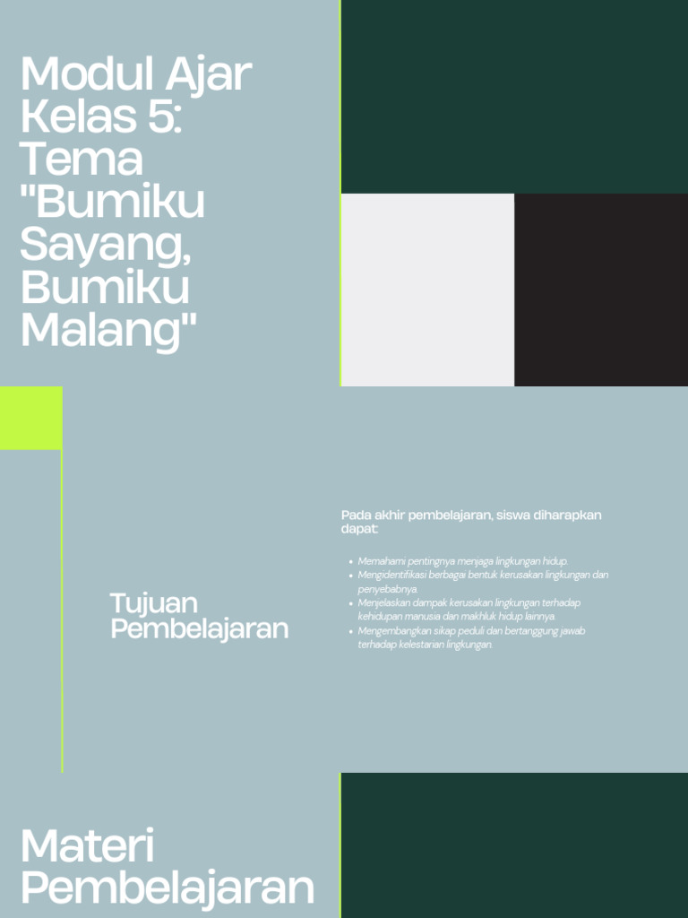 Modul Ajar Kelas 5 Tema Bumiku Sayang, Bumiku Malang - Presentasi ...