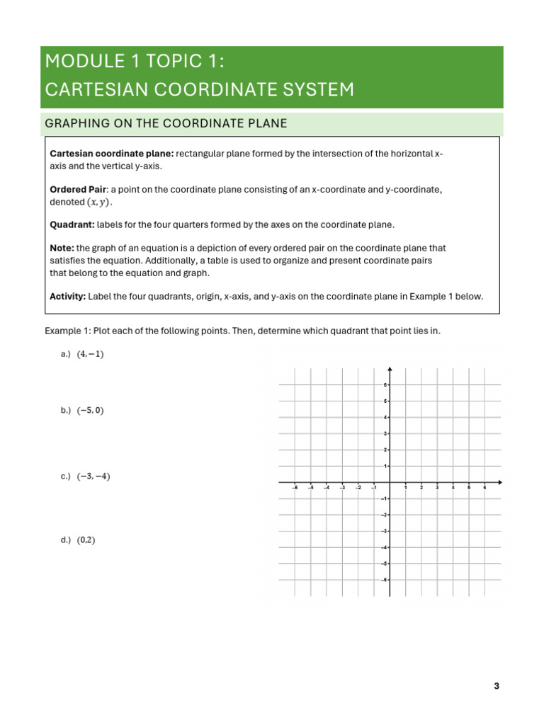 Cartesian Coordinate System Basics | PDF | Cartesian Coordinate System ...