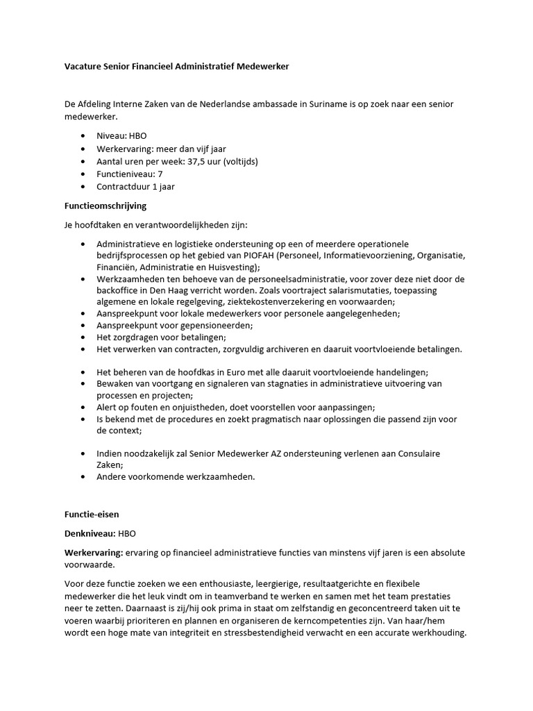 Vacature Senior Financieel Administratief Medewerker 1725631703 | PDF