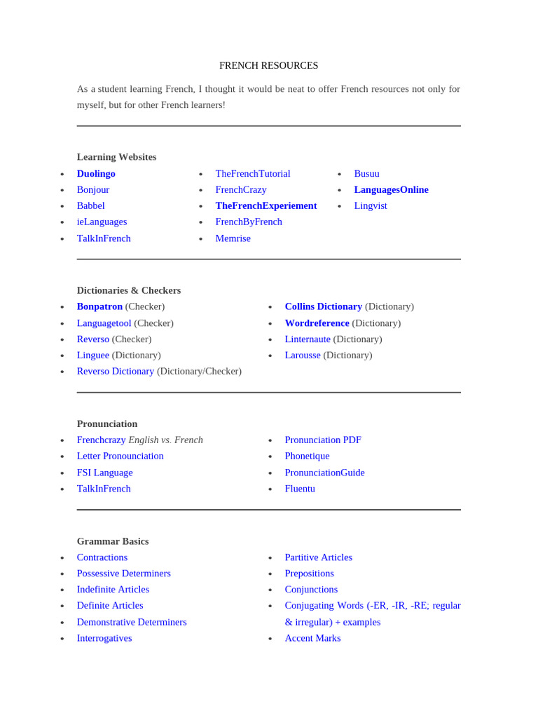 2016 French Resources | PDF | French Language | Grammatical Gender