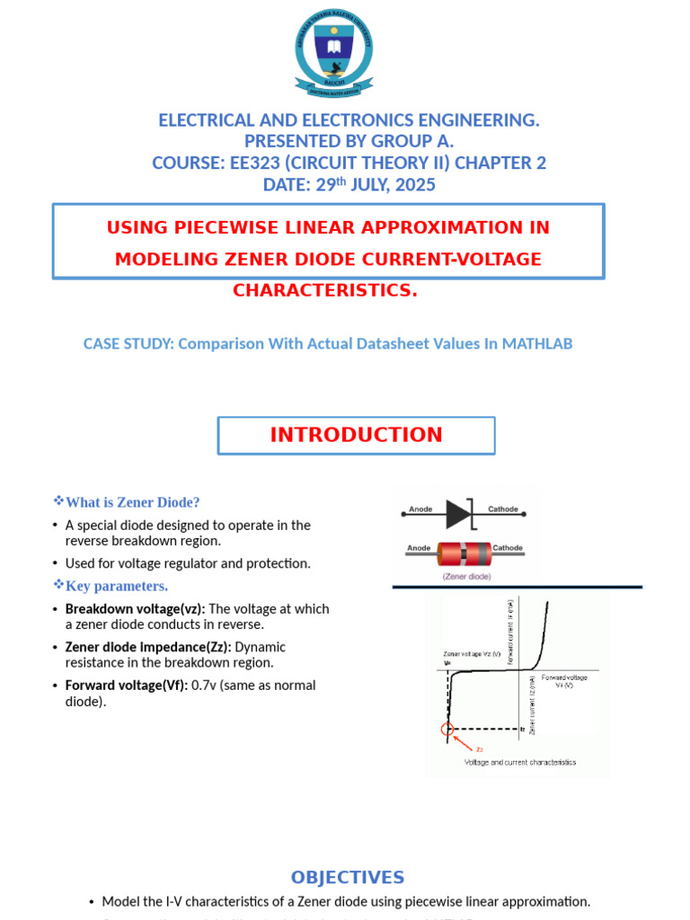 Group A Modeling Zener Diode Current-Voltage Characteristics Using ...