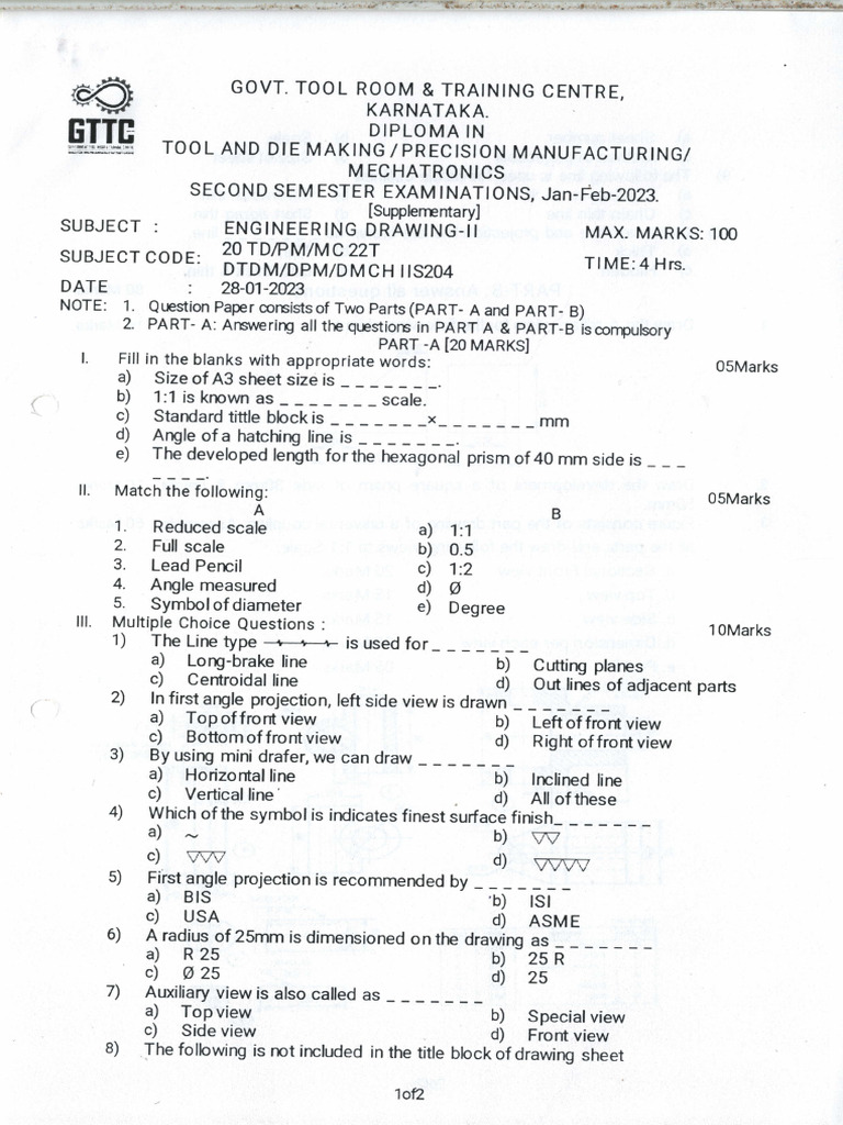 Engineering Drawing Ii Q P Pdf