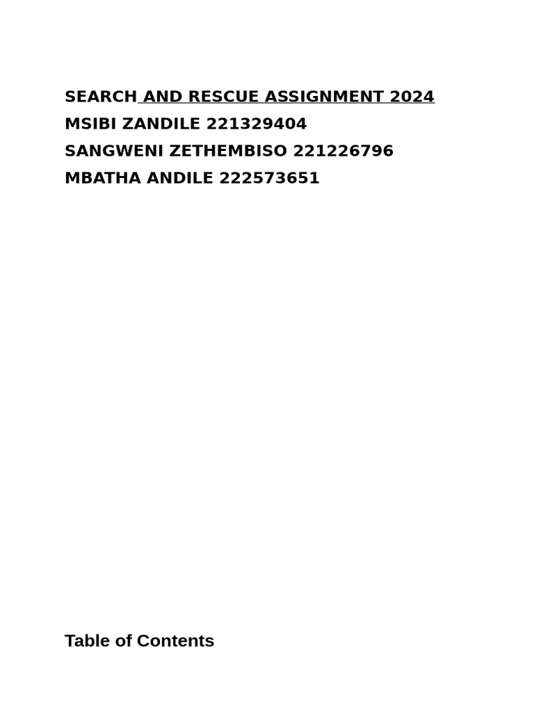 Search and Rescue Assignment 2024 | PDF | Search And Rescue