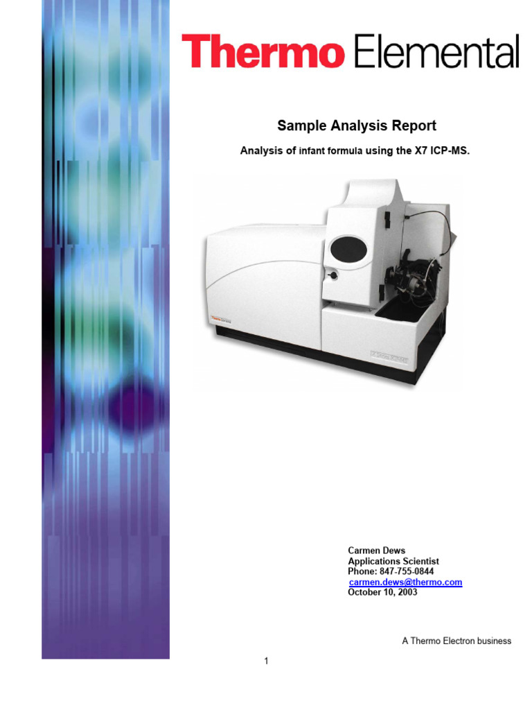 Infant Formula ICP-MS Analysis Report | PDF | Physical Sciences | Analysis