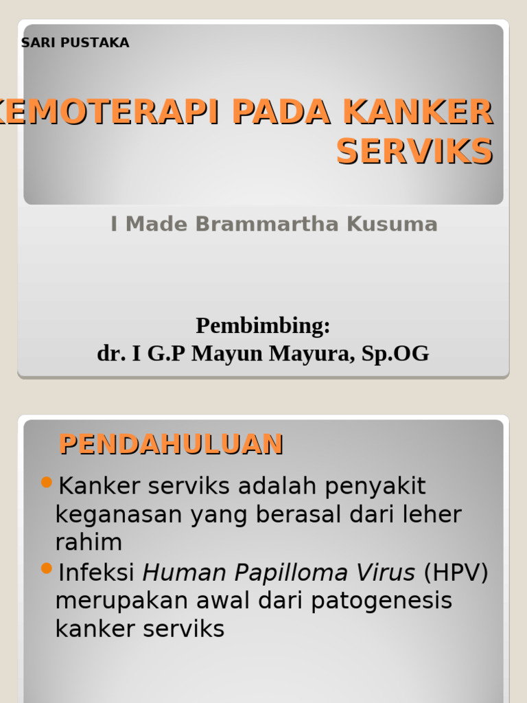 Kemoterapi Pada Kanker Serviks | PDF