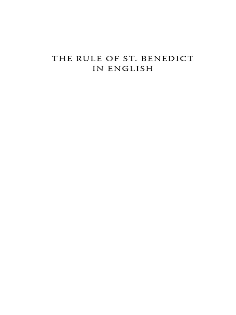 The Rule of St. Benedict | PDF | Monk