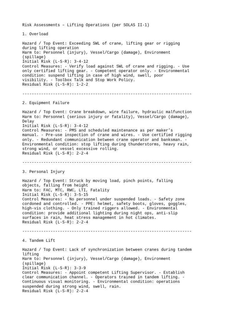 Risk Assessment Lifting Operations | PDF | Crane (Machine) | Risk