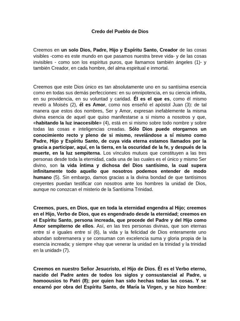 Credo del Pueblo de Dios: Creencias Fundamentales | PDF | Cristo ...