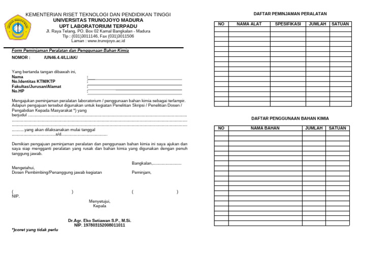Format Peminjaman Alat Laboratorium | PDF