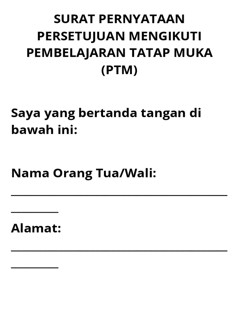 Tentu, Berikut Adalah Contoh Surat Pernyataan Persetujuan Orang Tua Untuk P - 20250831 - 185609 ...