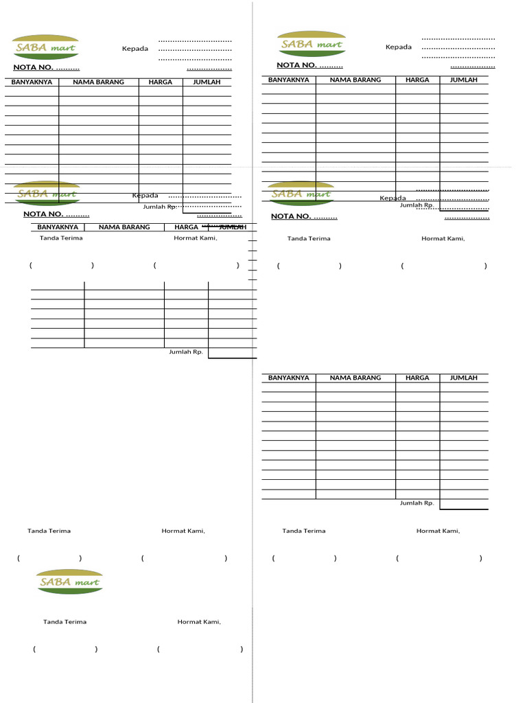 Contoh Nota Penjualan dan Pembelian | PDF
