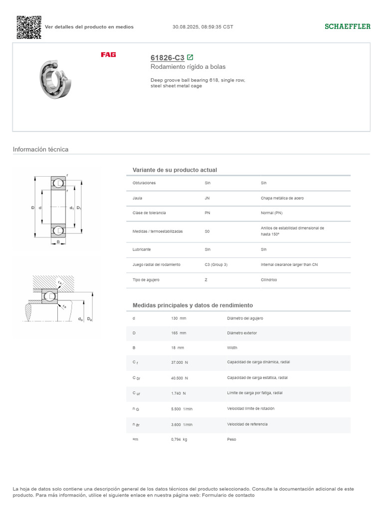 Rodamiento rígido a bolas 61826-C3 | PDF | Fricción | Ingeniería mecánica