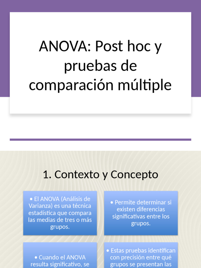 Qué es el ANOVA y sus pruebas post hoc | PDF