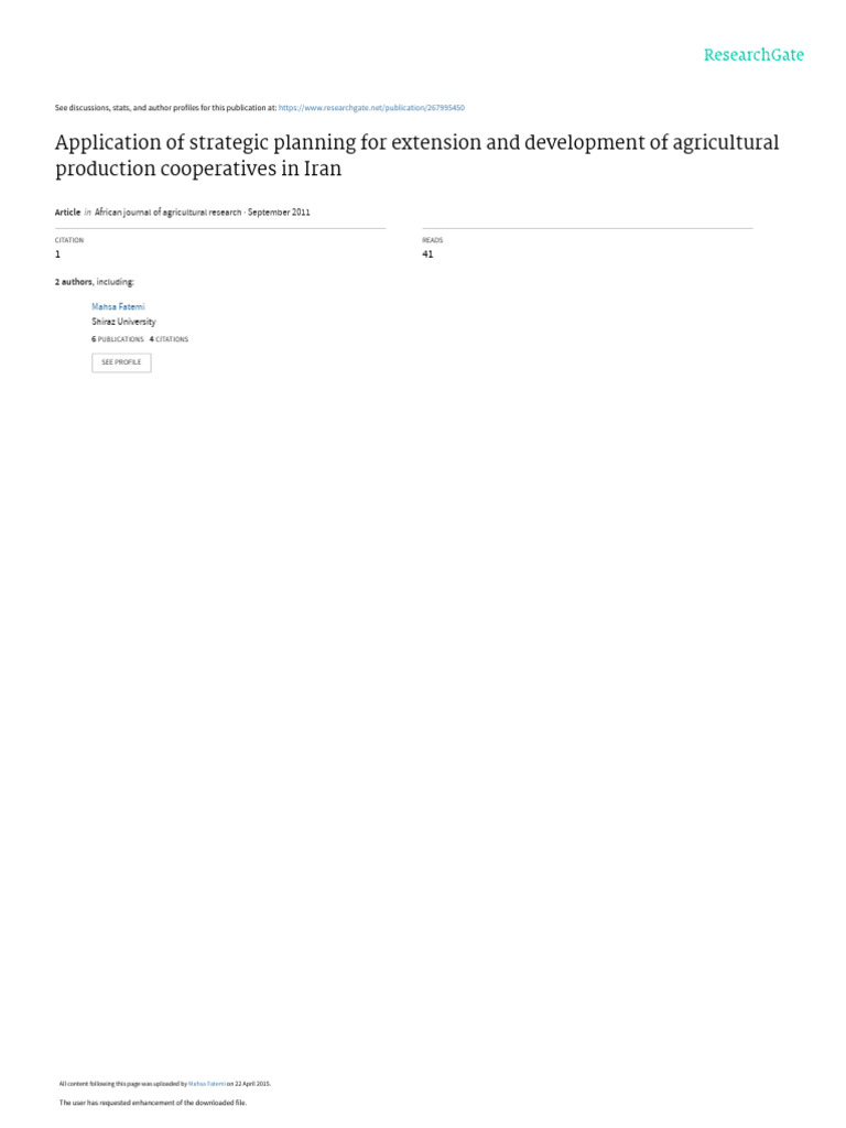 Application of Strategic Planning For Extension An | PDF | Strategic ...