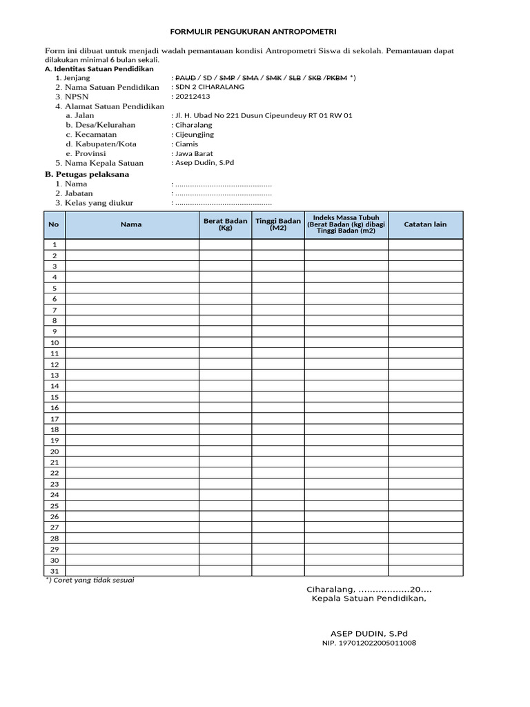 Formulir MBG | PDF