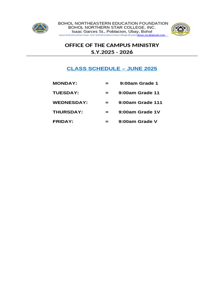 Camnpus Ministry Class Sched 2025-26 | PDF | Chess Theory | Chess