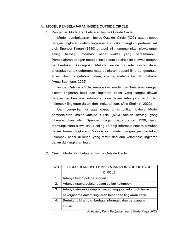 Model Pembelajaran Inside Outside Circle | PDF