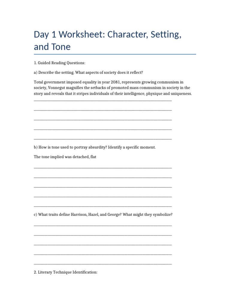 REVISED Harrison Bergeron Worksheet Day1 (1) 副本 | PDF