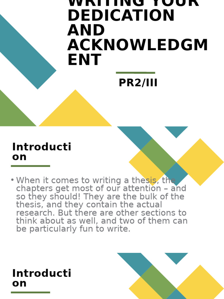 Writing Your Dedication and Acknowledgment | PDF