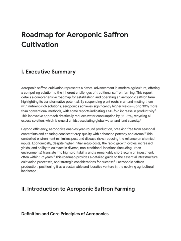 Aeroponic Saffron Farming Roadmap | PDF | Agriculture | Hydroponics