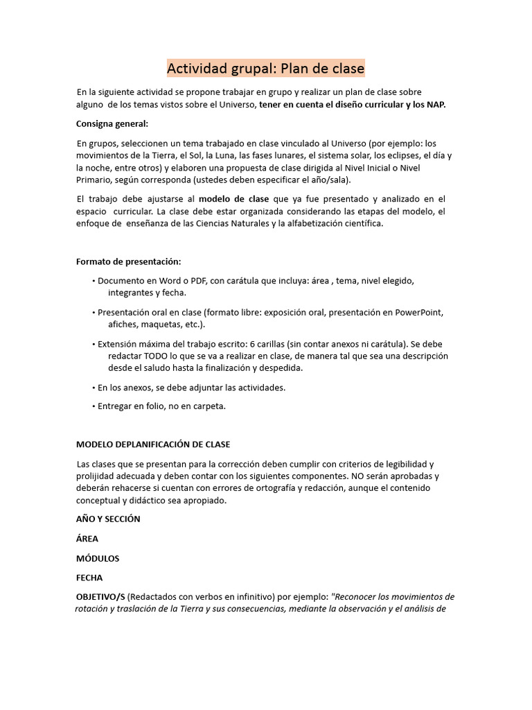 Actividad Grupal - Plan de Clase | PDF | Plan de estudios