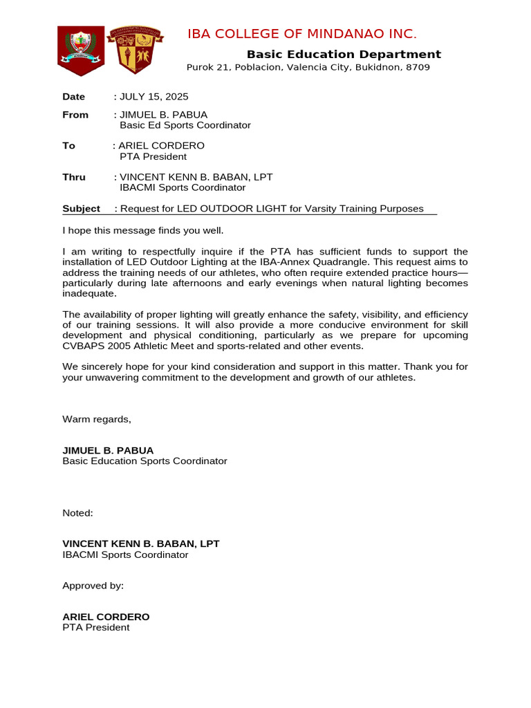 Letter For PTA For Court Light | PDF