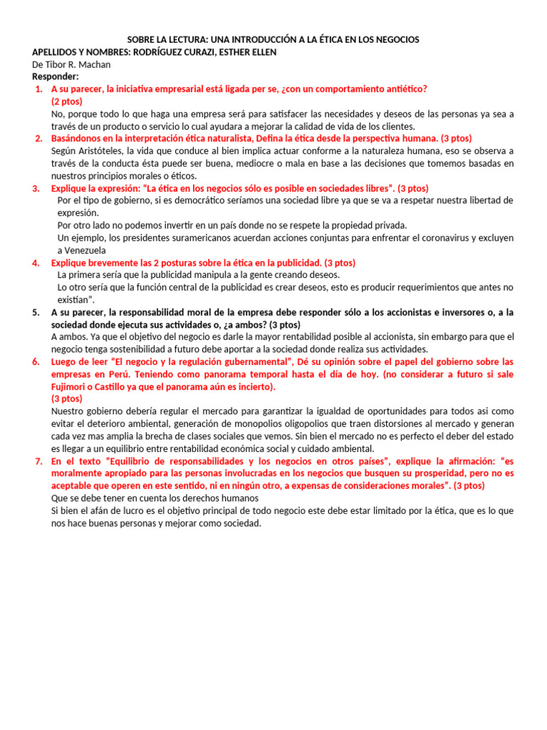 Tarea1 Preguntas Sobre La Lectura | PDF | Comportamiento | Sociedad