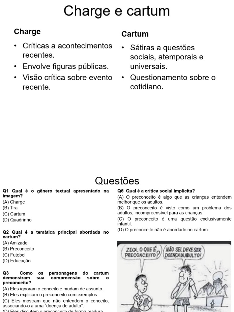 Diferenças entre Charge e Cartum | PDF | Gênero | Estudos de Gênero