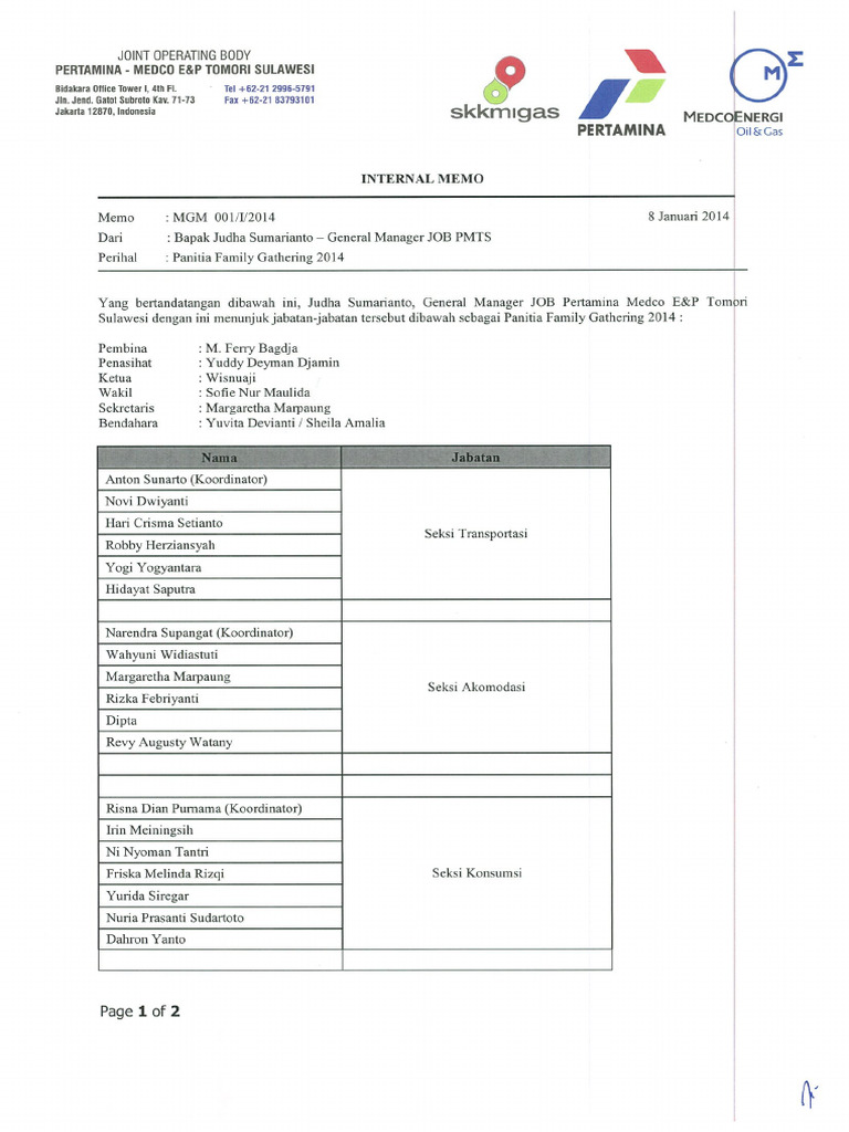 MGM 001 - Panitia Family Gathering 2014 | PDF
