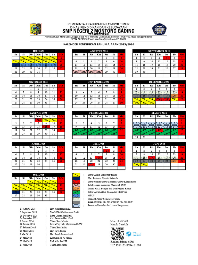 Kalender Pendidikan 20252026 | PDF