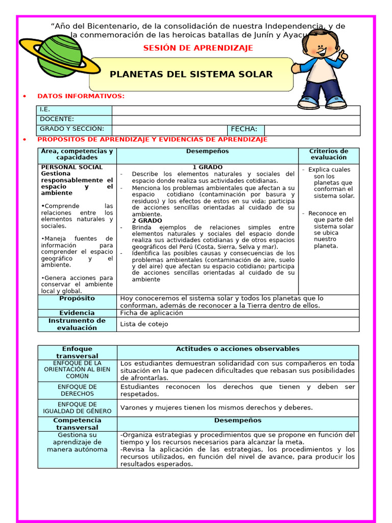 Aprendiendo sobre el Sistema Solar | PDF | Aprendizaje | Residuos