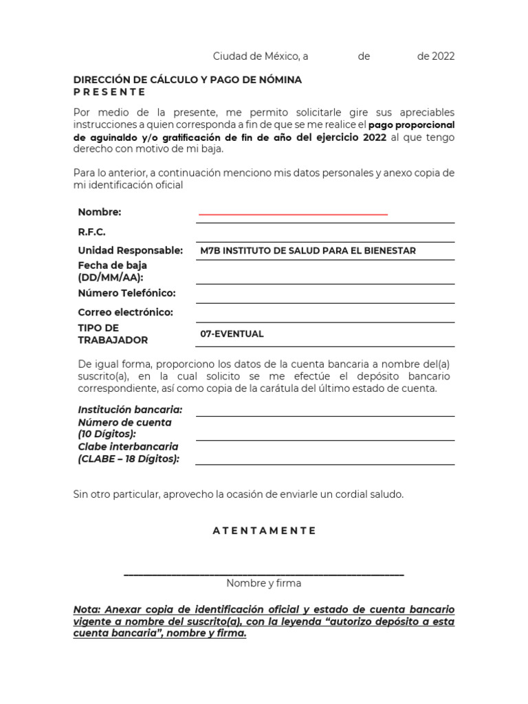 Formato Solicitud de Aguinaldo-2 | PDF