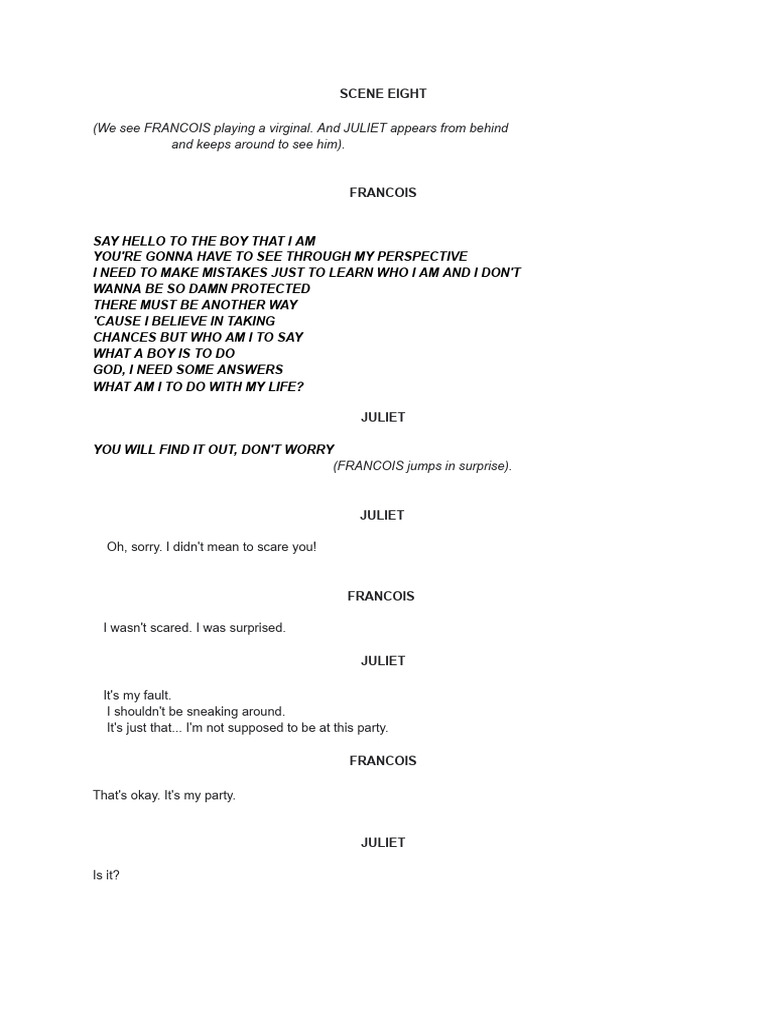 & Juliet Scene Eight: Finding Confidence | PDF
