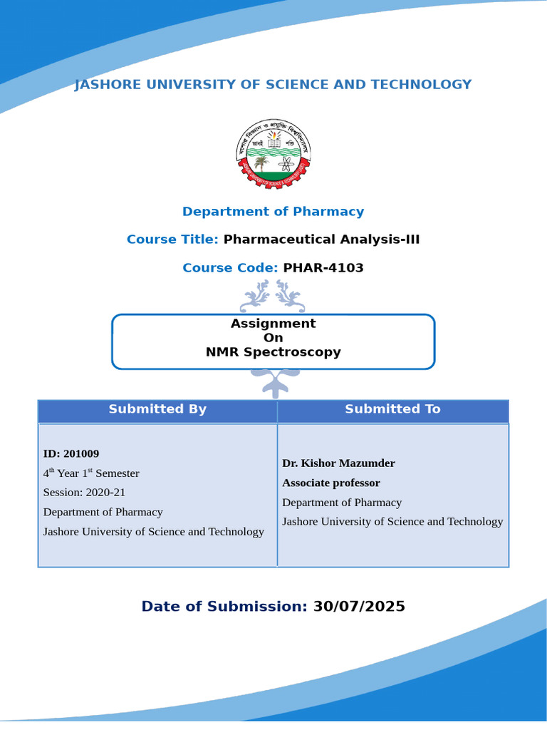 Jashore University of Science and Technology: Department of Pharmacy ...